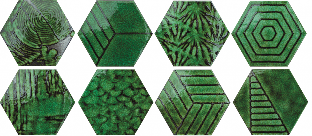 Retro obklad Da Vinci Hexagon Wakame Mix 15x17 - zelená | Eshop Obklady ...