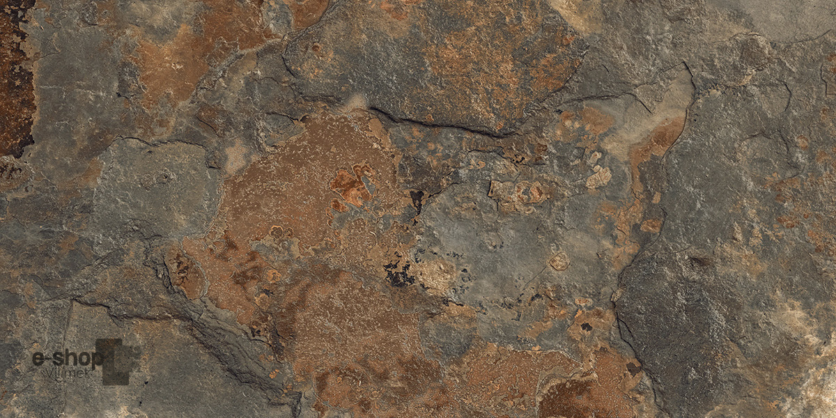 Dlažba jako kámen Elios Slate Flame 30x60 Mat. Rett. - oranžová