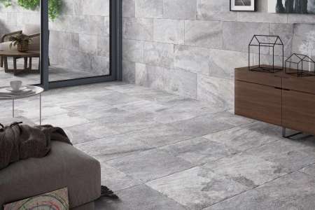 Sprchový kout v kombinaci dekoru Versalles a imitace břidlice Tibet Black (Codicer)