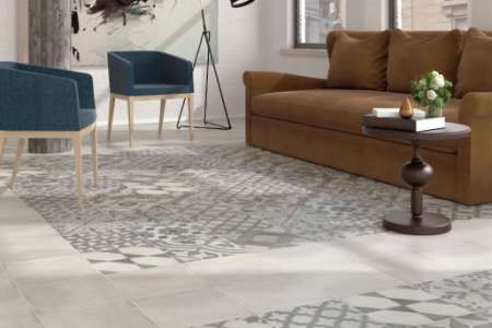 Sprchový kout v kombinaci dekoru Versalles a imitace břidlice Tibet Black (Codicer)