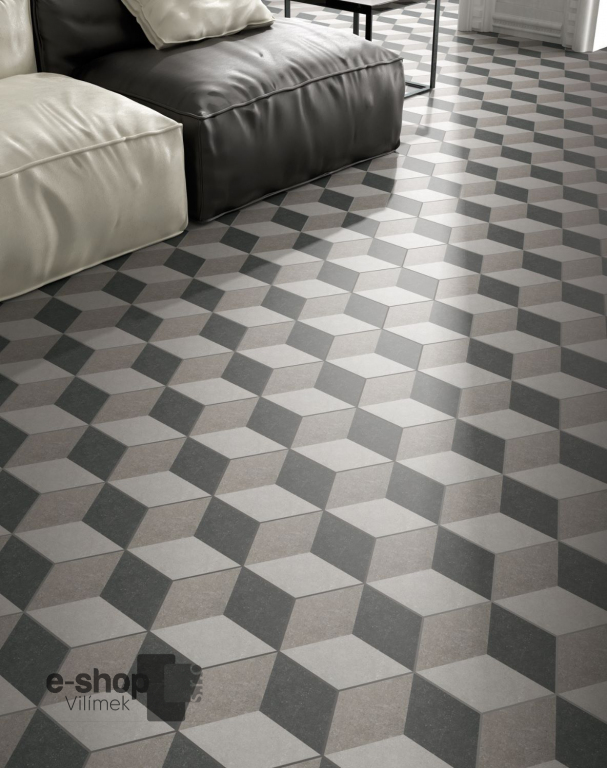 Dlažba jako kámen Codicer Traffic Hex 3D Grey 22x25 Hexagonal