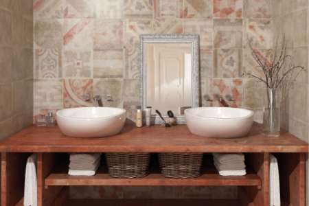 Retro dlažba Codicer Antica Pompei Mix Rosso 25x25 - cihlová, hnědá | Eshop Obklady Vilímek