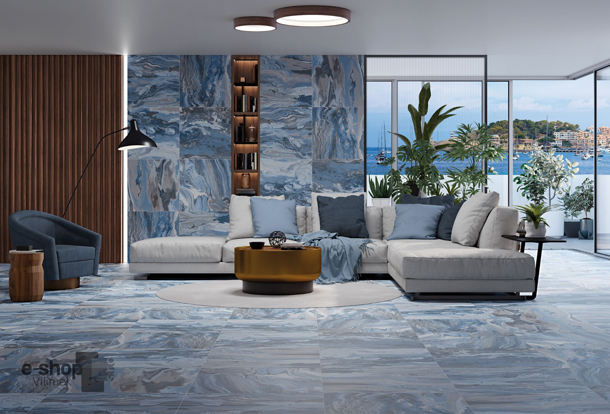 Dlažba jako mramor Codicer Ebru Blue 66x66