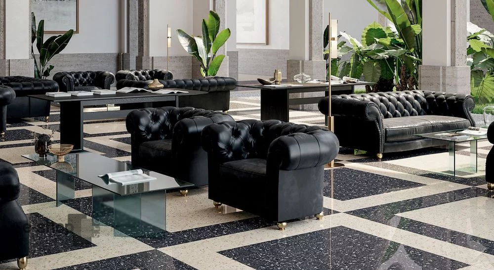 Dlažba jako kámen Gigacer Inclusioni Classico Nero 60x120 Lev. Rett. - antracitová