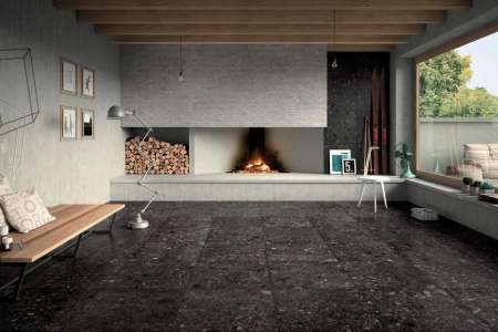 Sprchový kout v kombinaci dekoru Versalles a imitace břidlice Tibet Black (Codicer)