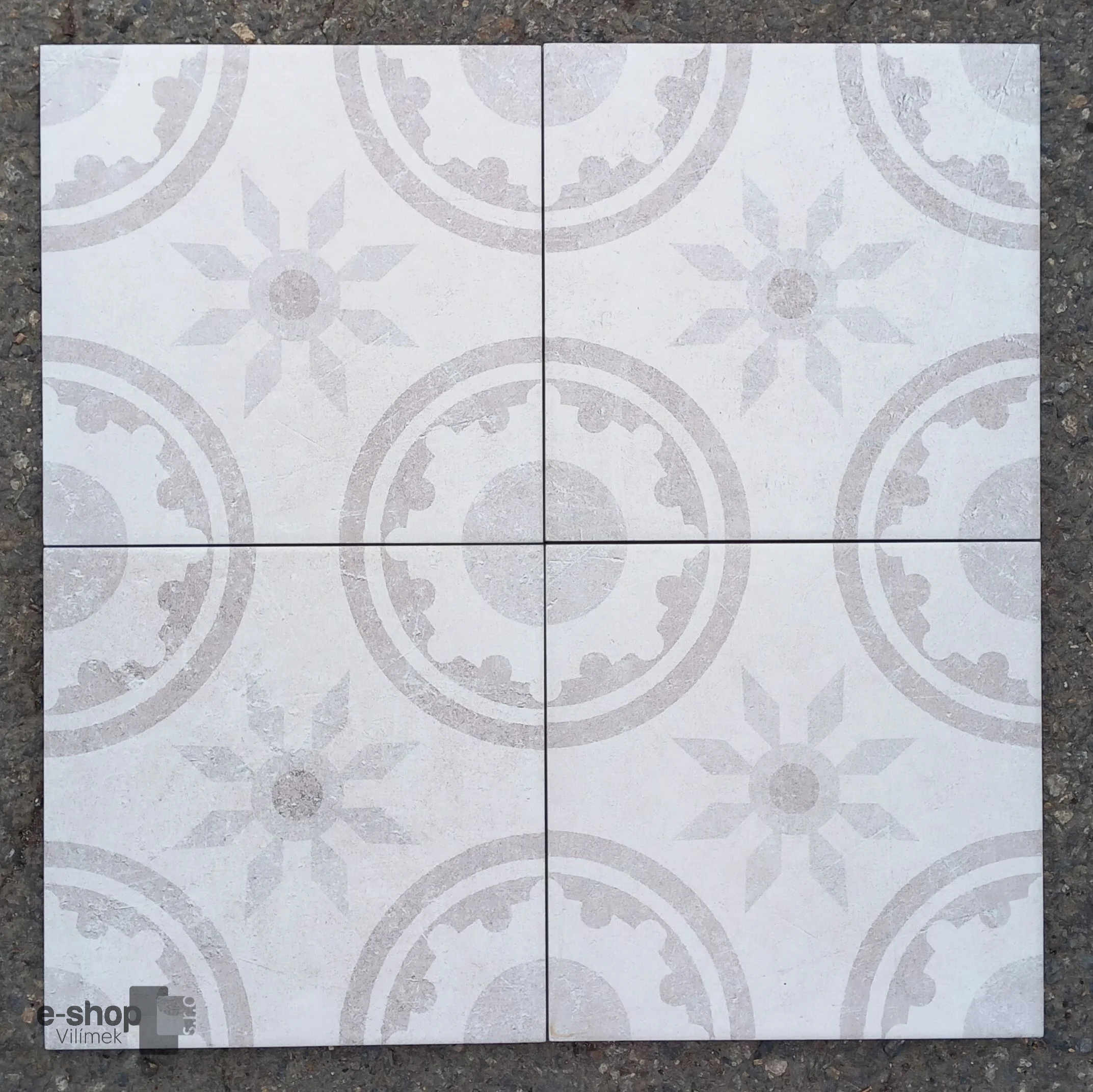 Retro dlažba Deceram Decor Rim White 20x20 - šedá (skladem)