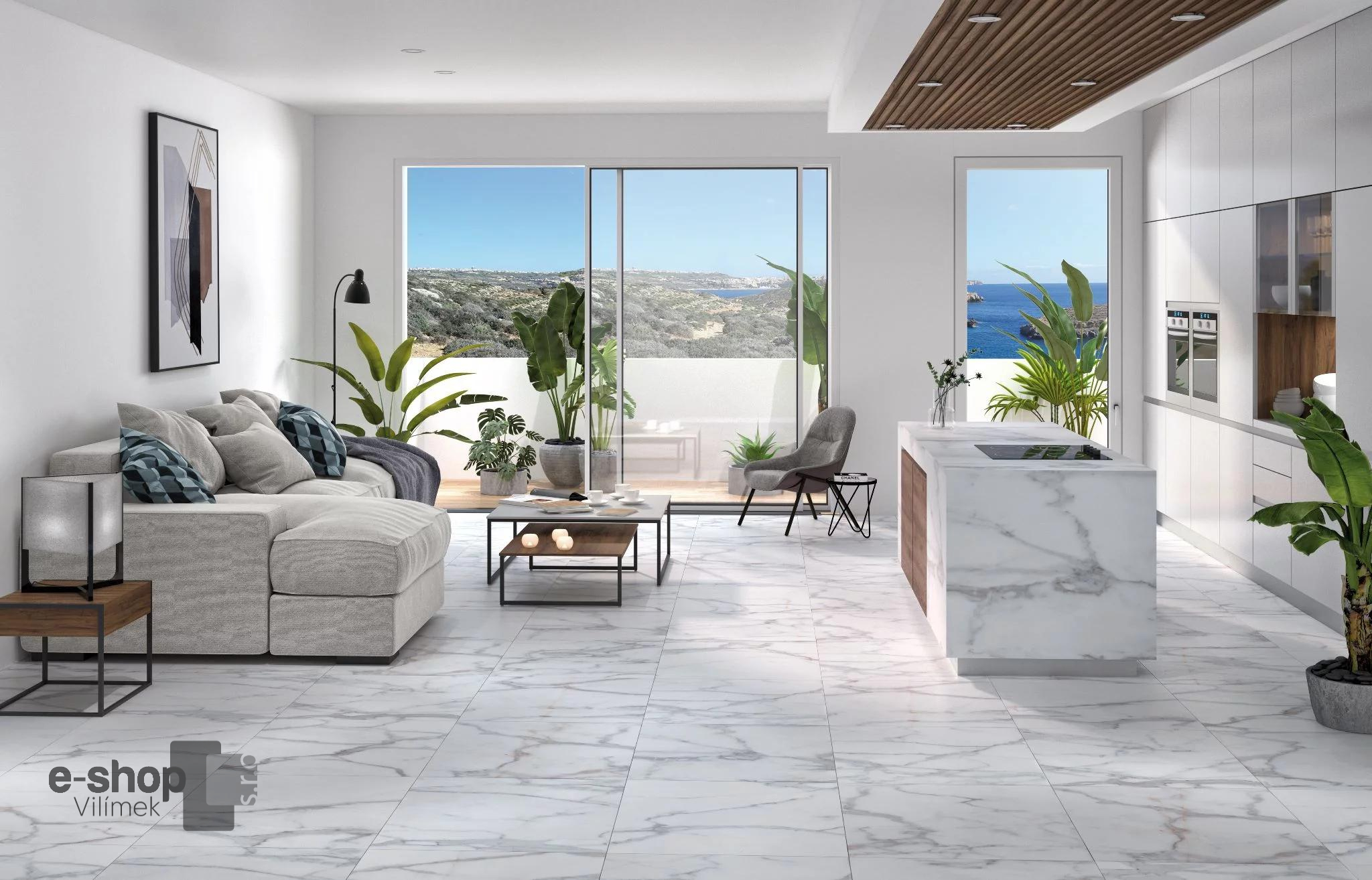 Dlažba jako mramor Codicer Vinca White 66x66 - bílá