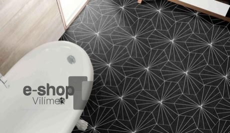 Dlažba nejen do koupelny Codicer Hex 25 Aster Nero 22x25 Hexagonal