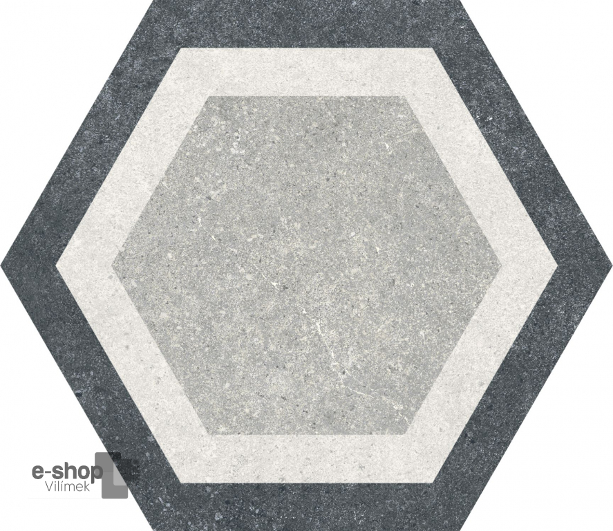 Dlažba jako kámen Codicer Traffic Hex Combi Grey Mix 22x25