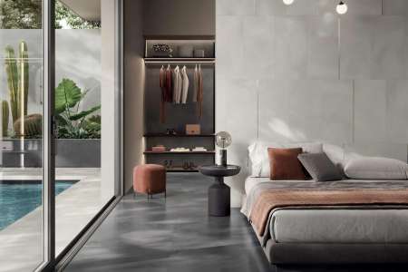 Sprchový kout v kombinaci dekoru Versalles a imitace břidlice Tibet Black (Codicer)