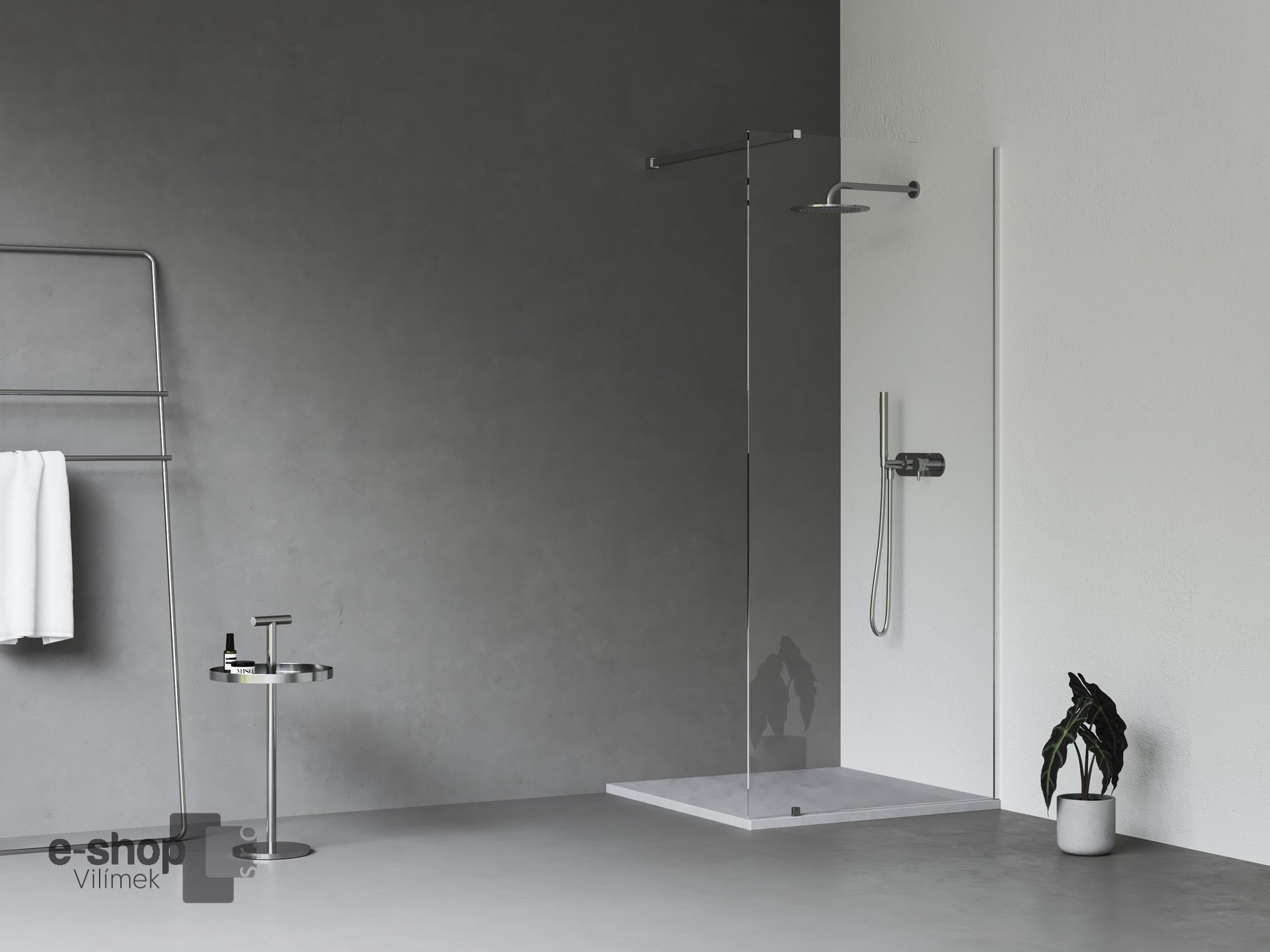 Sprchový kout Walk-In model Wall - Walk-In Wall Set 100, lesk ...