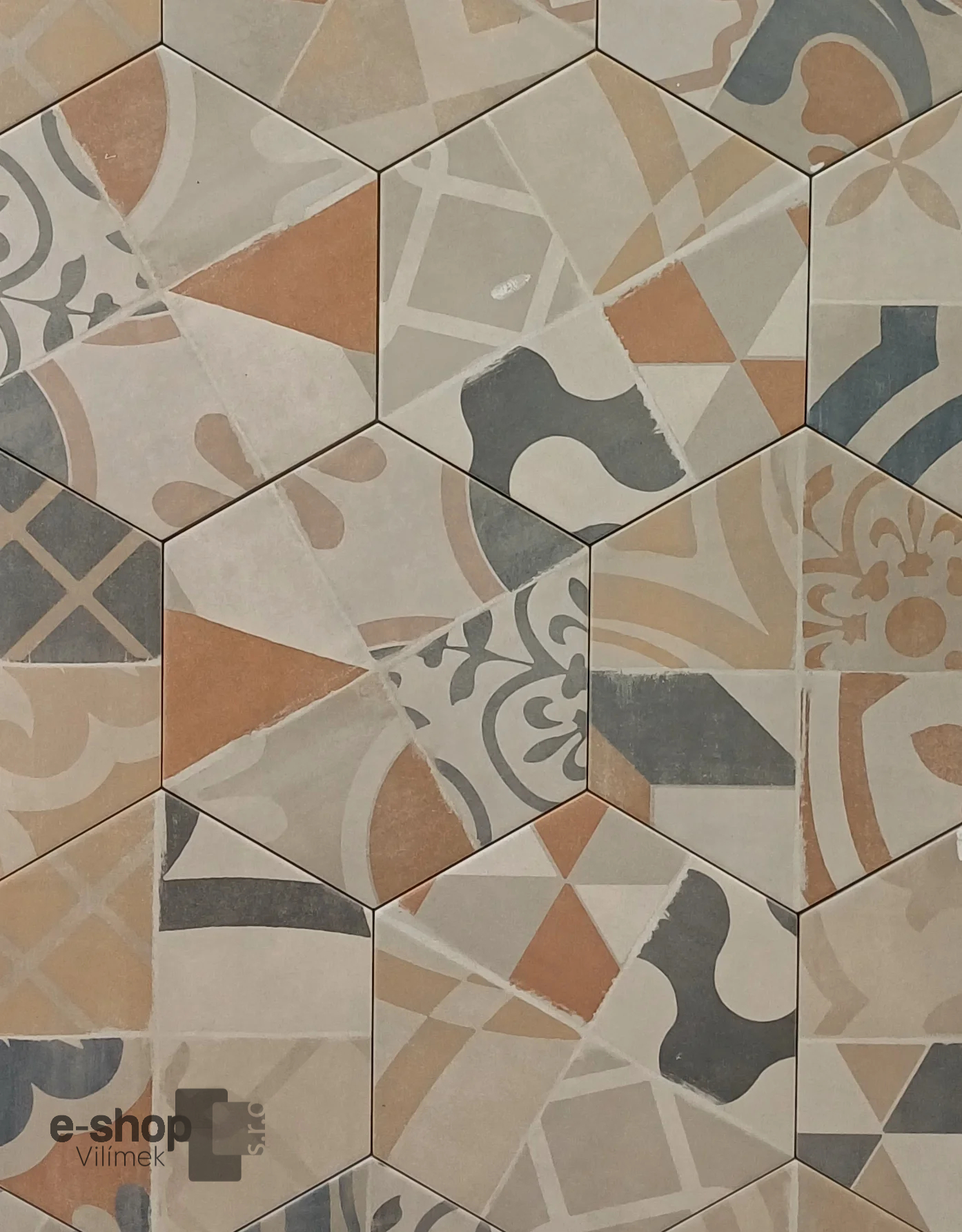 Retro dlažba Bestile Pamesa Hexa Antic Trend 25,8x29 MIX - šedá (skladem)