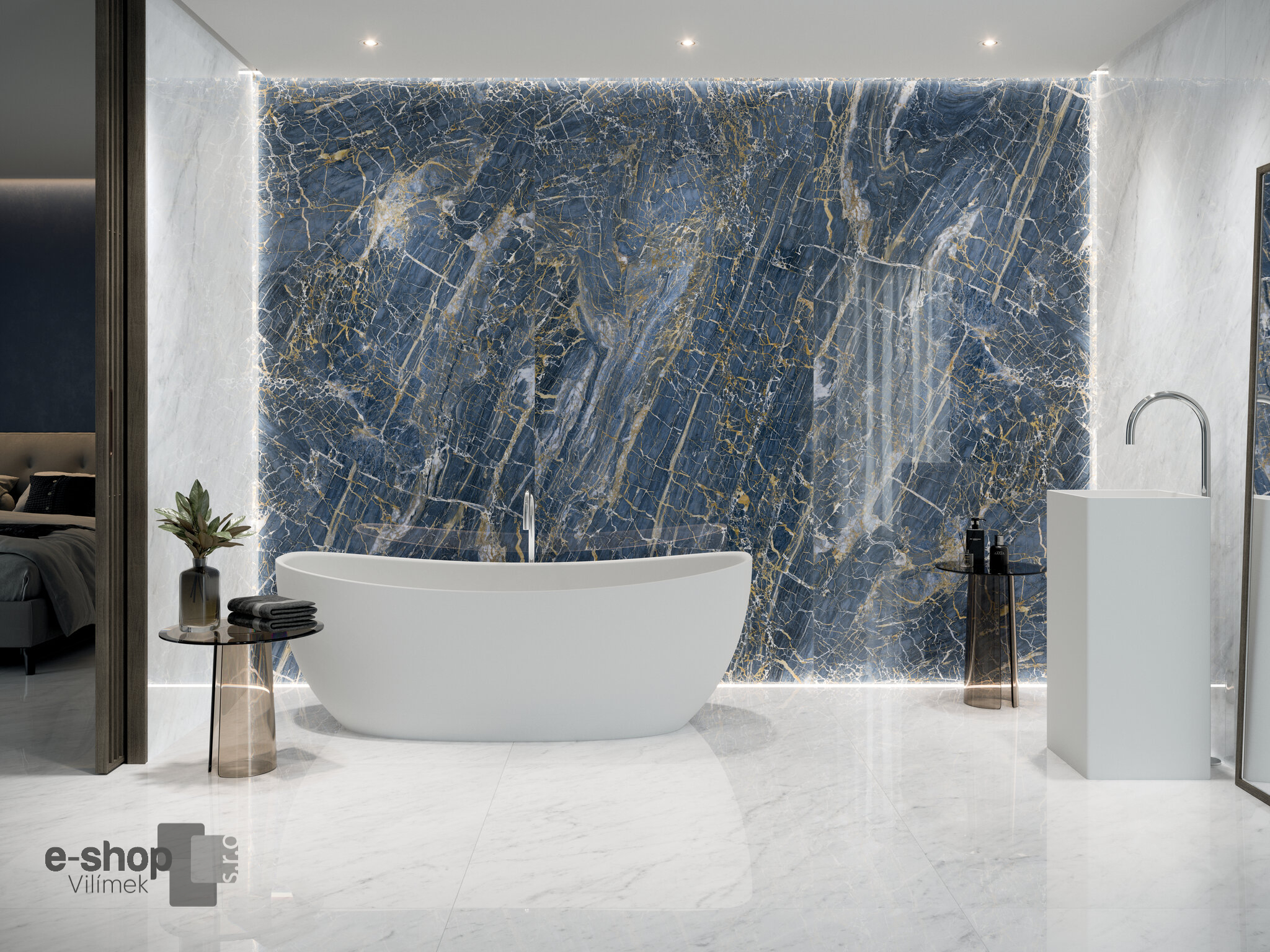 Dlažba jako mramor Cifre Golden Blue 120x120 Luc. Rett.