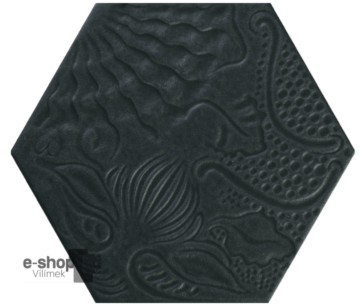 Vzorovaná dlažba Codicer Gaudi Hex 25 Black 22x25 - černá