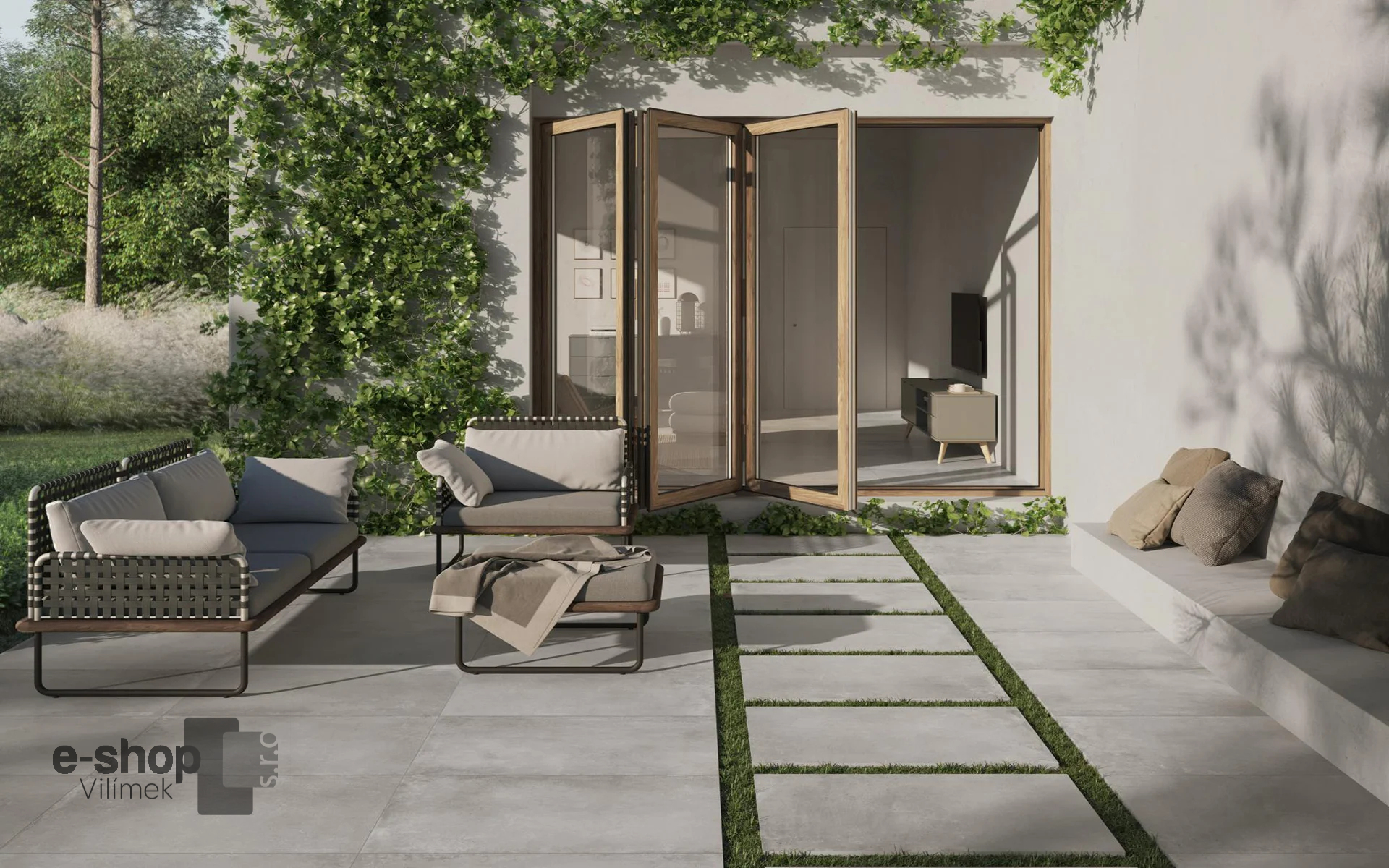 2cm dlažba jako kámen Deceram PAM Atrium Hazel Gris 61x61 - šedá