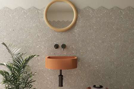 Dlažba jako terrazzo Bestile Arousa Rosa 25,8x29 Hex - růžová
