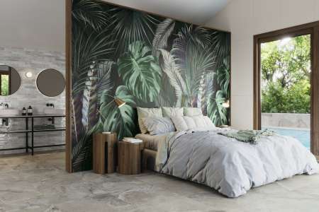 Sprchový kout v kombinaci dekoru Versalles a imitace břidlice Tibet Black (Codicer)