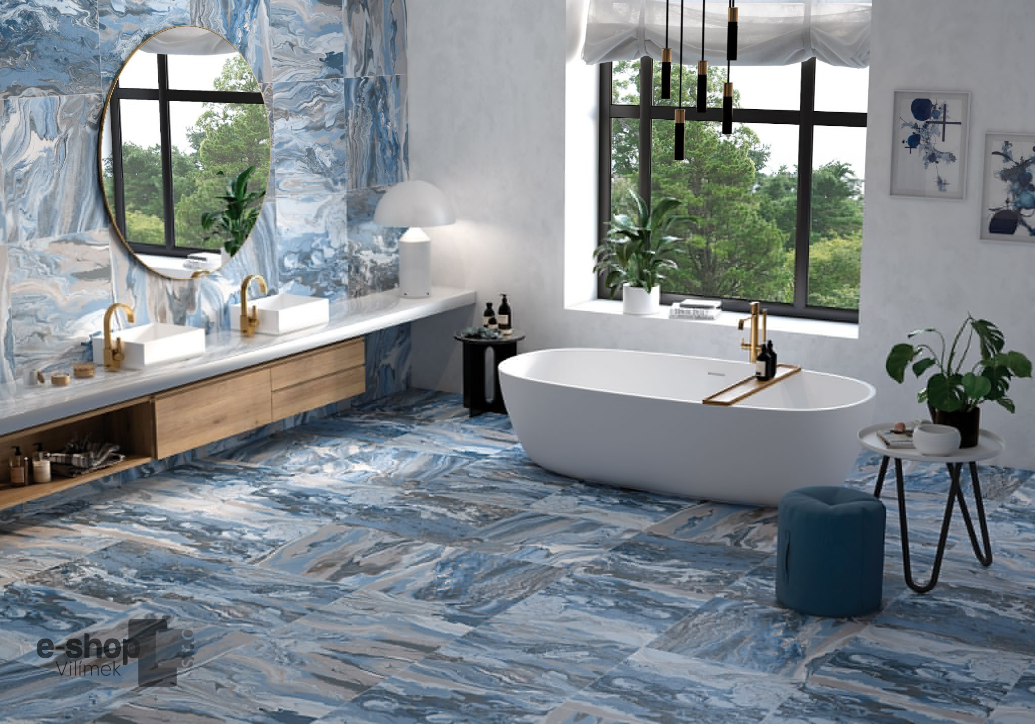 Dlažba jako mramor Codicer Ebru Blue 66x66