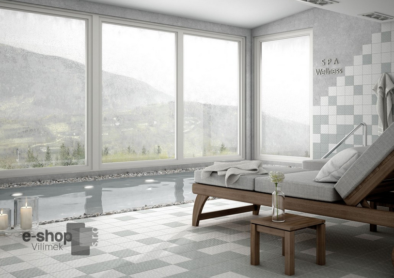 Dlažba v šedé a bílé barvě Equipe Area15