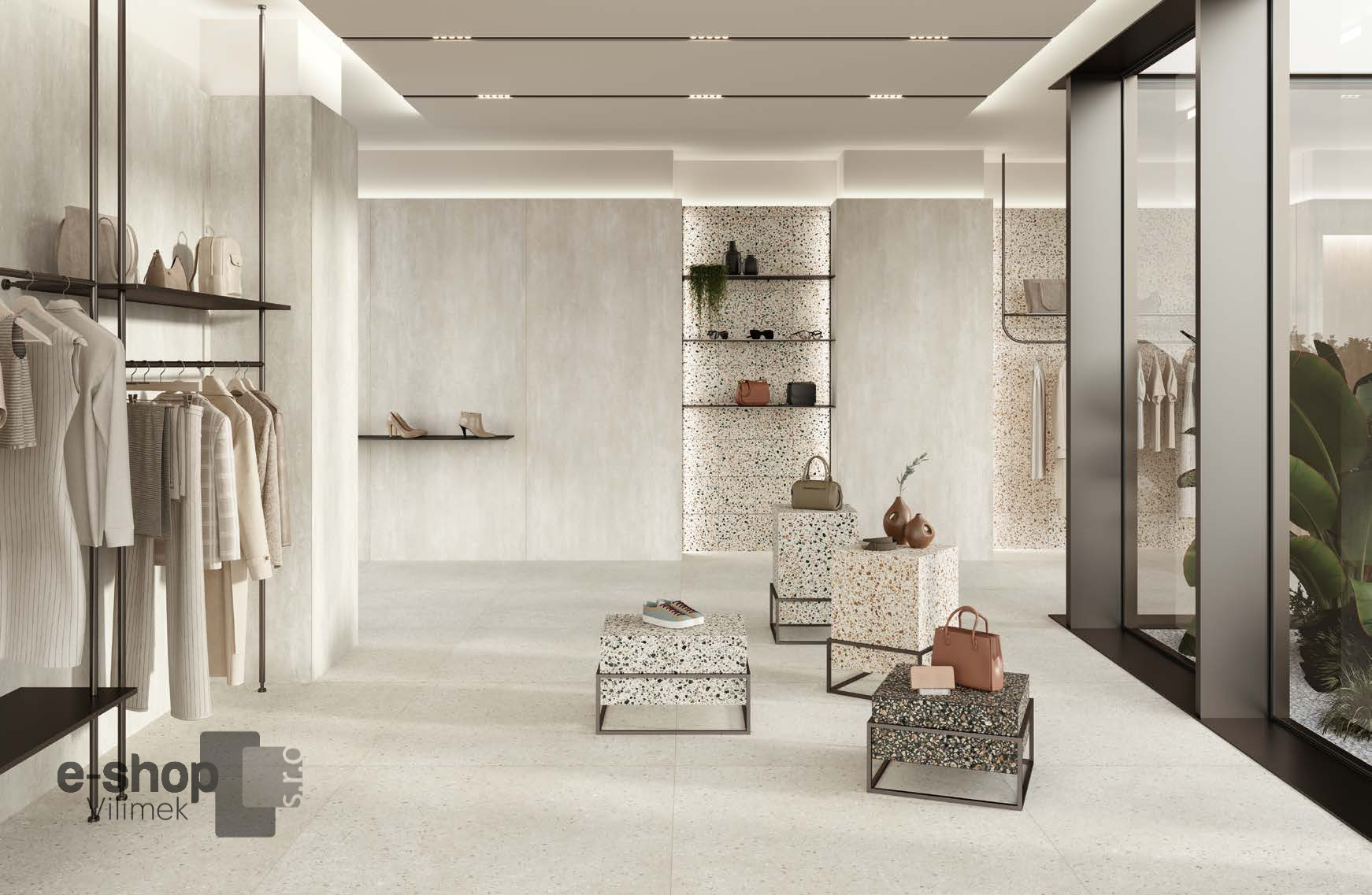 Dlažba jako terrazzo Caesar CiViC Chips Clear 120x120 Mat. Rett. - bílá