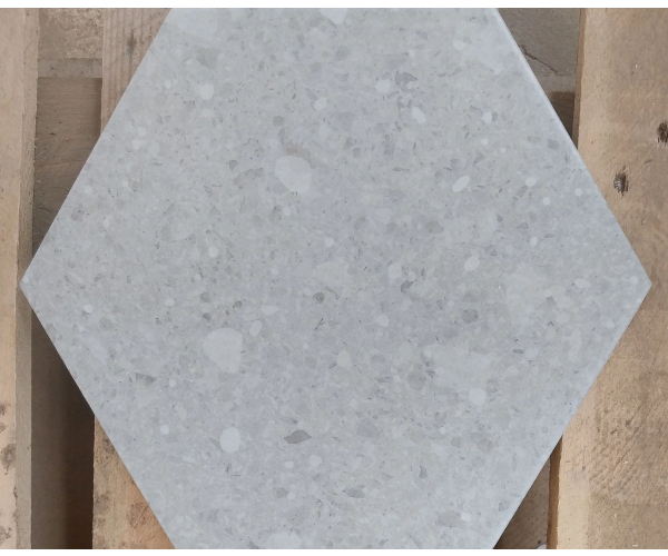 Dlažba jako terrazzo Bestile Pamesa Hexa Arousa Grey 25,8x29 - šedá