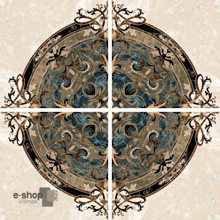 Retro dlažba Aparici Agate Centro Pulido-4 Blue 44,63x44,63 Rett.